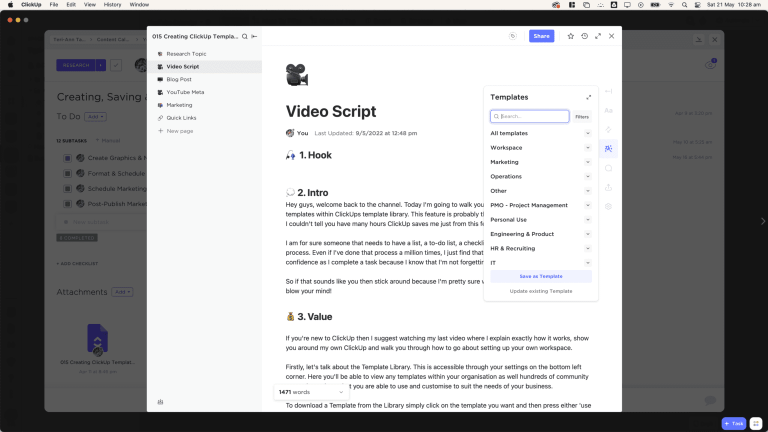 How To Create, Update & Use Templates in ClickUp